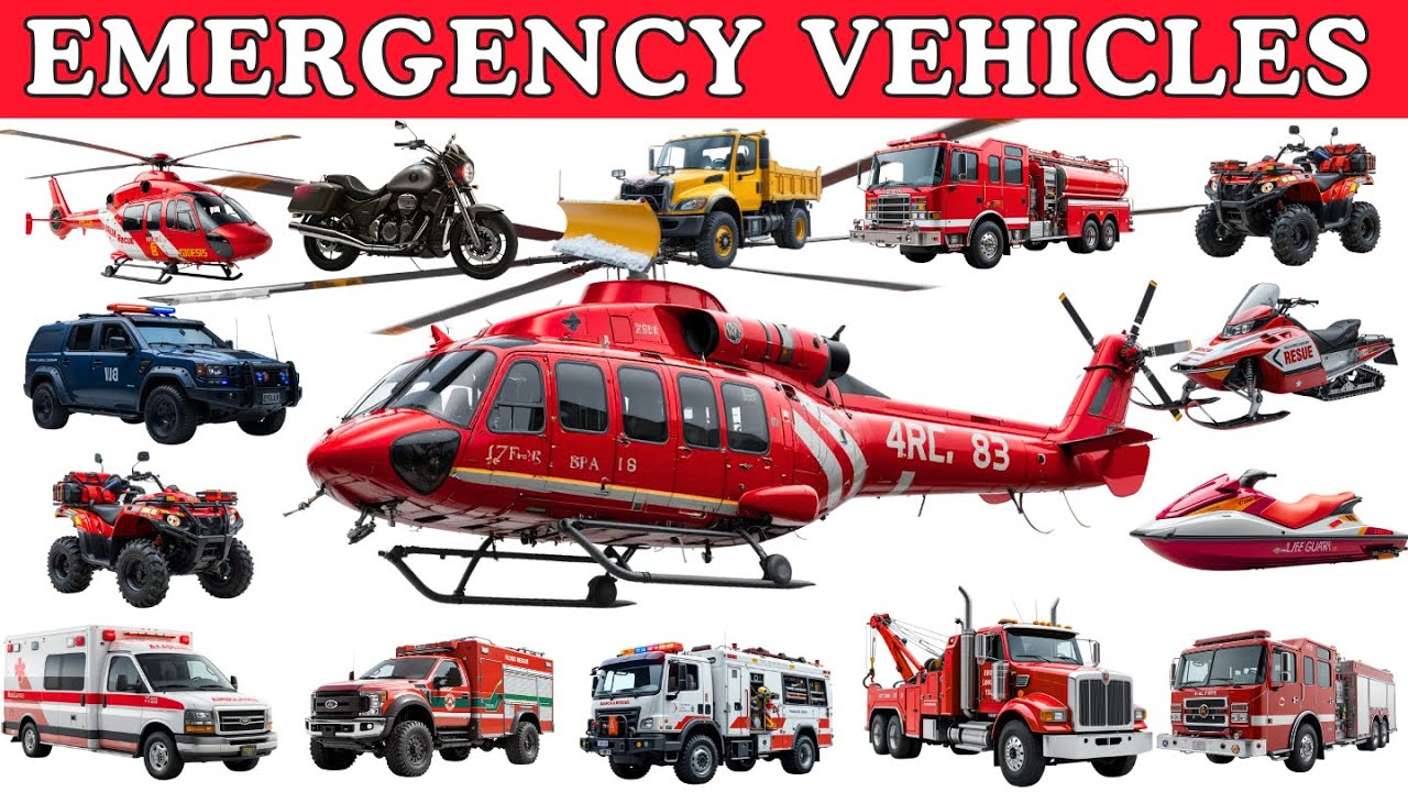 Learn Emergency Vehicles for Kids | Fire Truck, Ambulance & Police Car ...