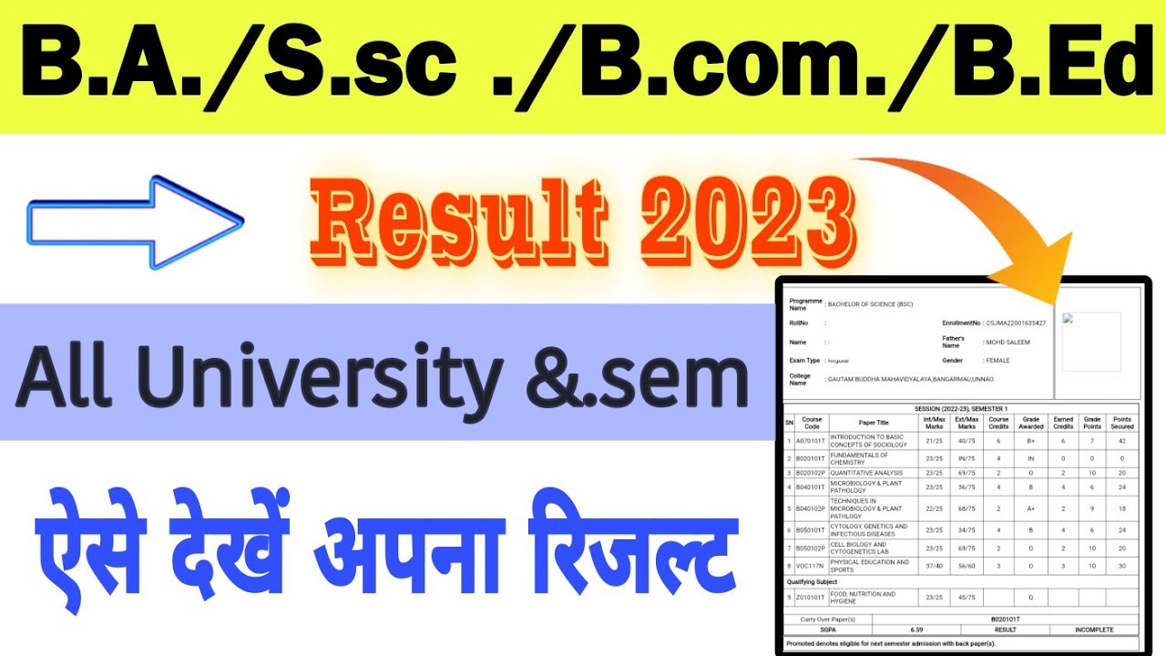 ba1st year ka result kaise dekhe 2023 | bsc 1st year result 2023 | how ...