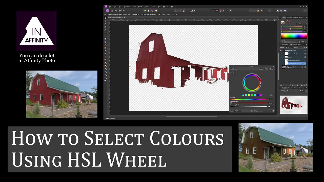 How to Select Colours Using the HSL Wheel in Affinity Photo - YouTube
