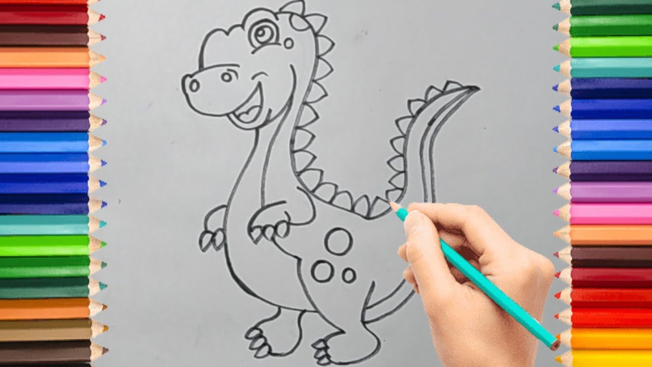 How to draw a 🦕dinosaur🦕 for beginners. Easy step by step drawing for ...