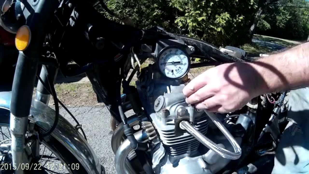 1973 cb350f compression test - YouTube