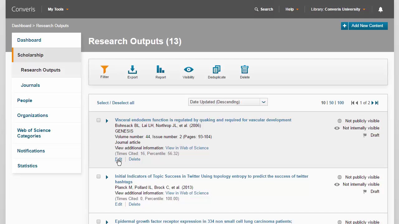 Converis Publication Management for Libraries Searching, Validating ...