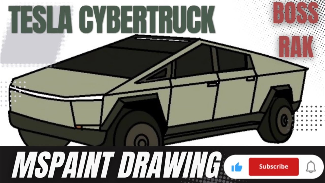 How to Draw a Tesla Cybertruck | Easy Tesla Truck Drawing| MS Paint ...