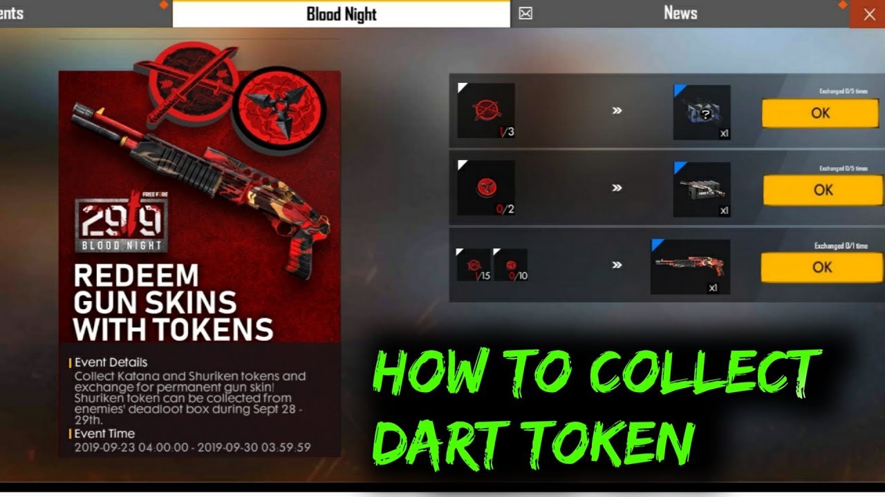 How To Collect Dart Token in Free Fire New Blood Night Event Full ...