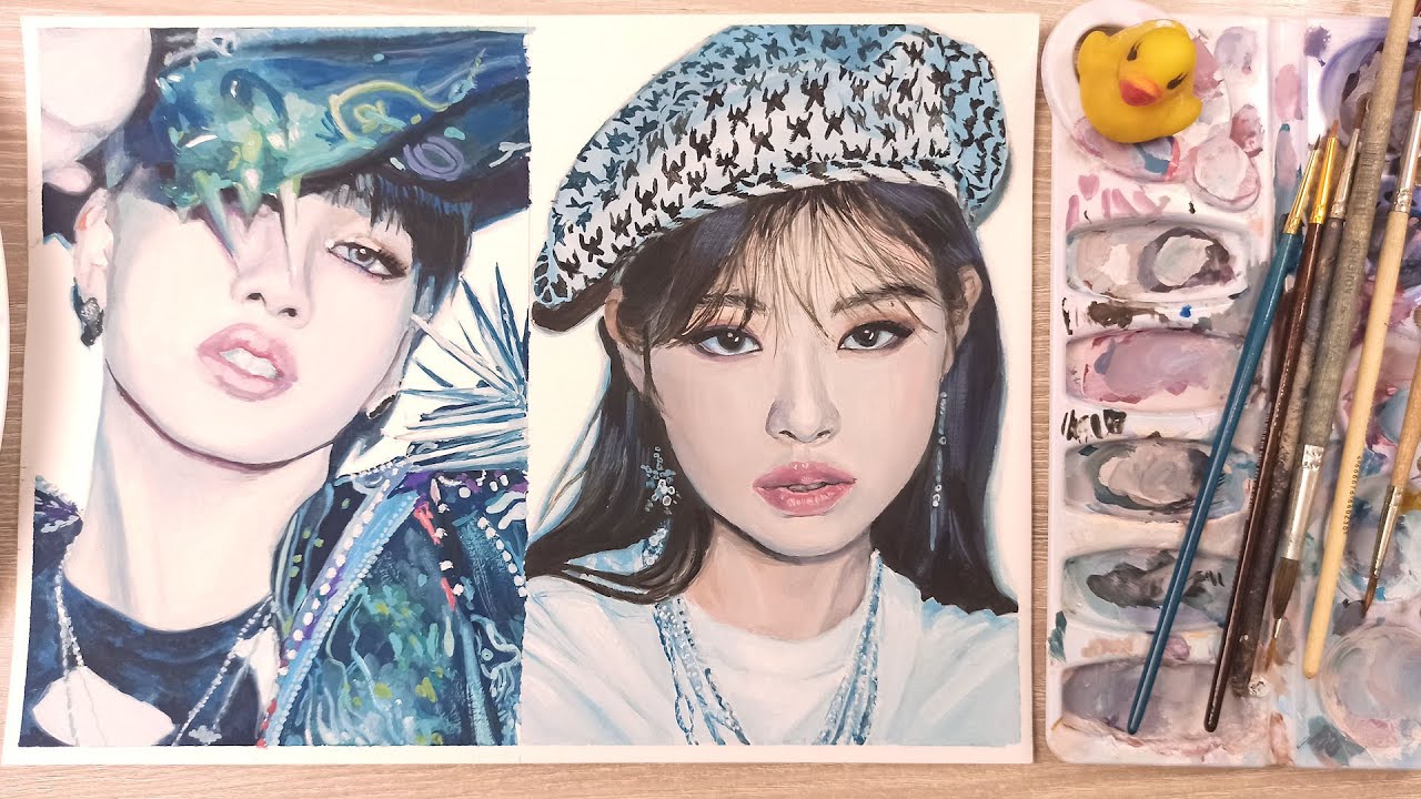 Drawing BlackPink "The Album" : Lalisa and Jennie - YouTube