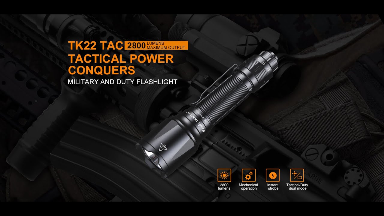 Fenix TK22 TAC 2800 Lumens LED Tactical Flashlight Paling Terang - YouTube