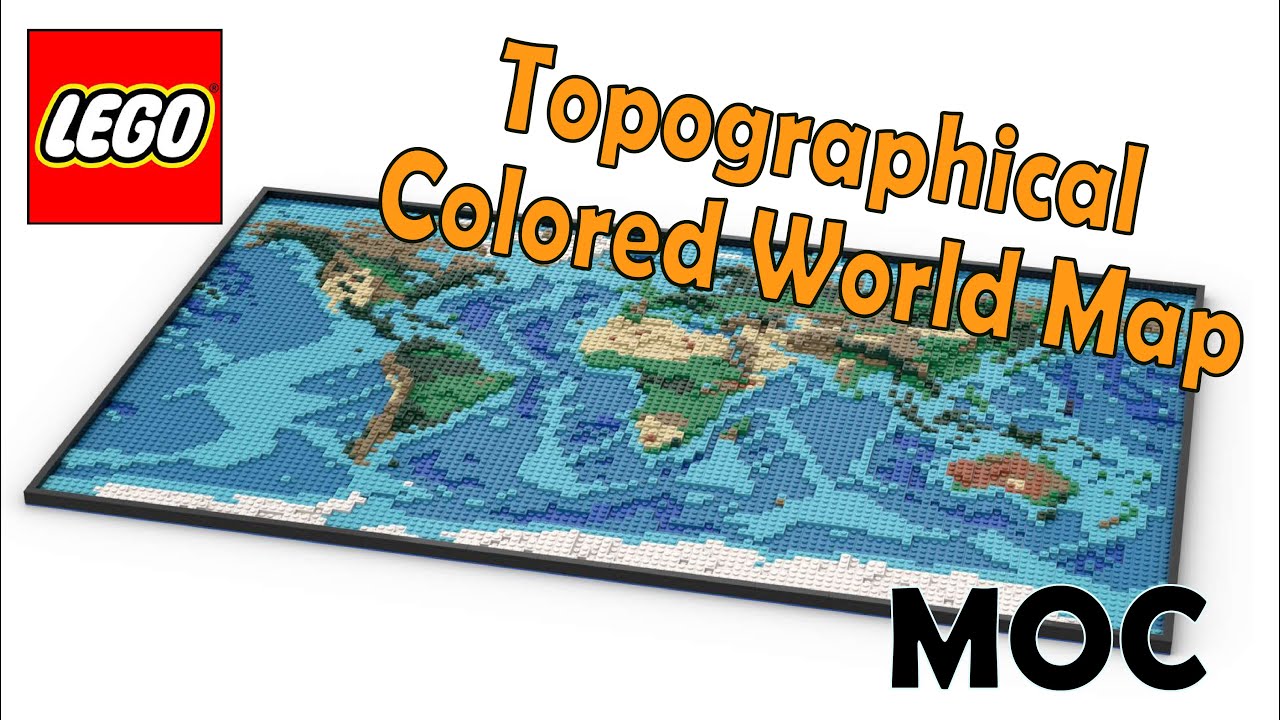 Lego MOC - Topographical Colored World Map - Digital Speed Build - YouTube