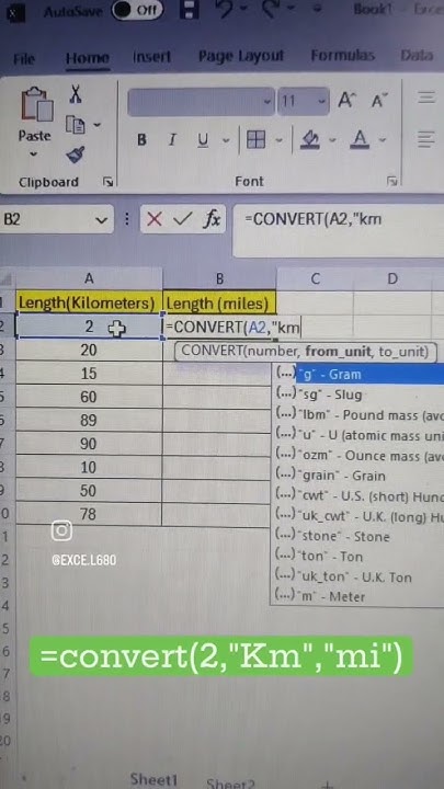 Convert Kilometers Tomiles Exceltech Excelshortcuts Excel Exceltips Trending Viral Youtube