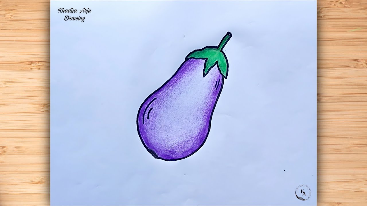 Easy brinjal drawing step by step for kids || How to draw an eggplant - YouTube