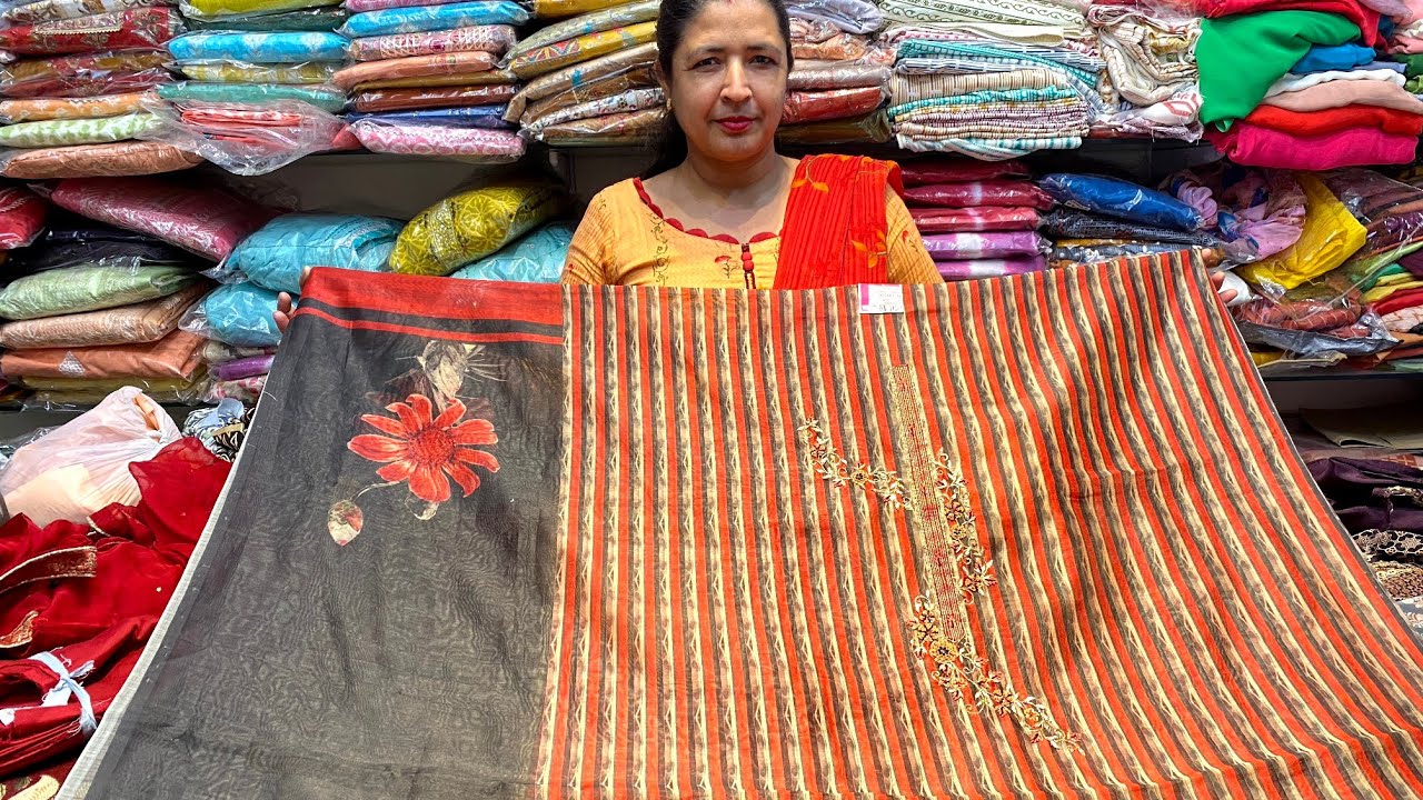 Boutique designing suits with hand work embroidery on brocket fabric ...