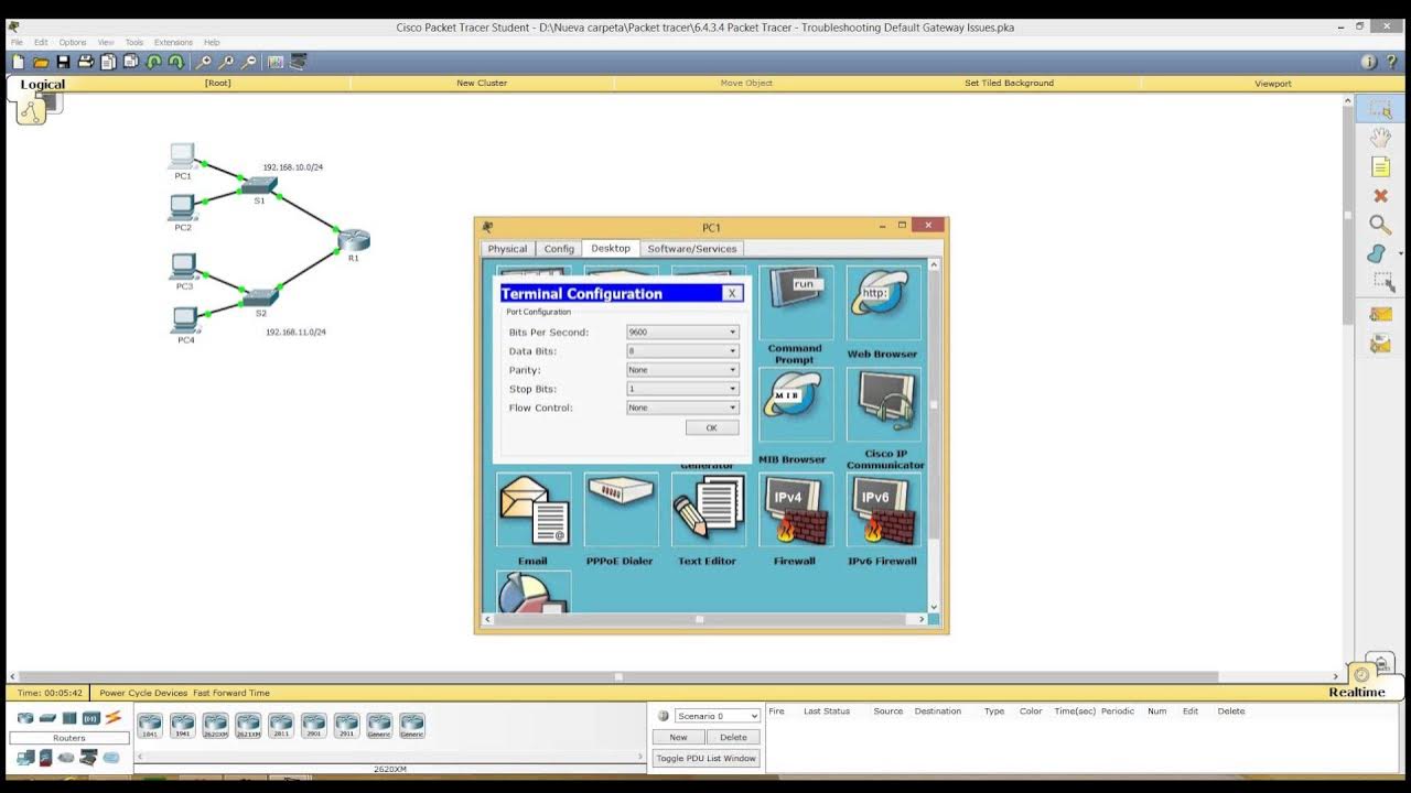 6 4 3 4 Packet Tracer Troubleshooting Default Gateway Issues - YouTube