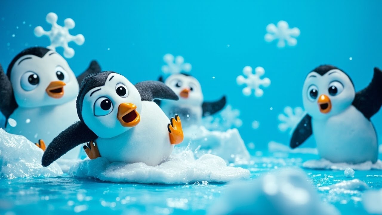 Five Little Penguins Slipping on the Ice - YouTube