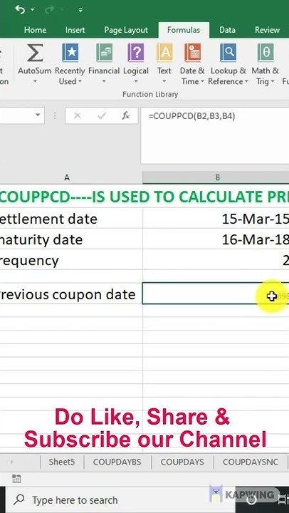 #shorts | How to use COUPPCD Function in Excel | #excel | #exceltutorial | #growwithskills - YouTube