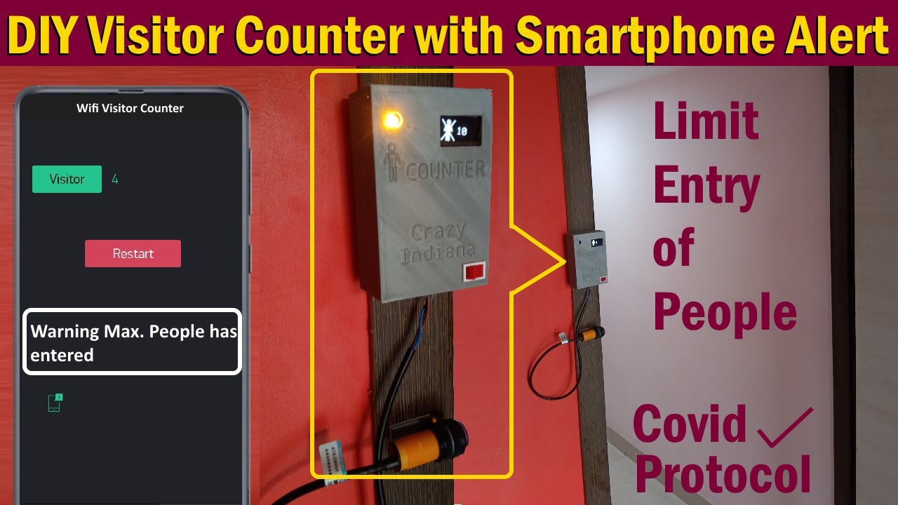 DIY Visitor Counter with Smartphone Alert Limit People Entry Covid 19 ...