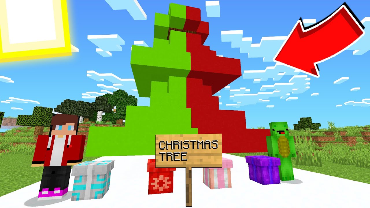 JJ and Mikey built the biggest Christmas tree in Minecraft!!! Minecraft ...