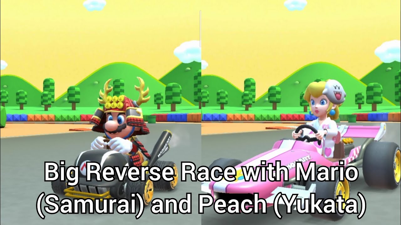 🖤💗 Big Reverse Race with Mario (Samurai) and Peach (Yukata) in RMX ...