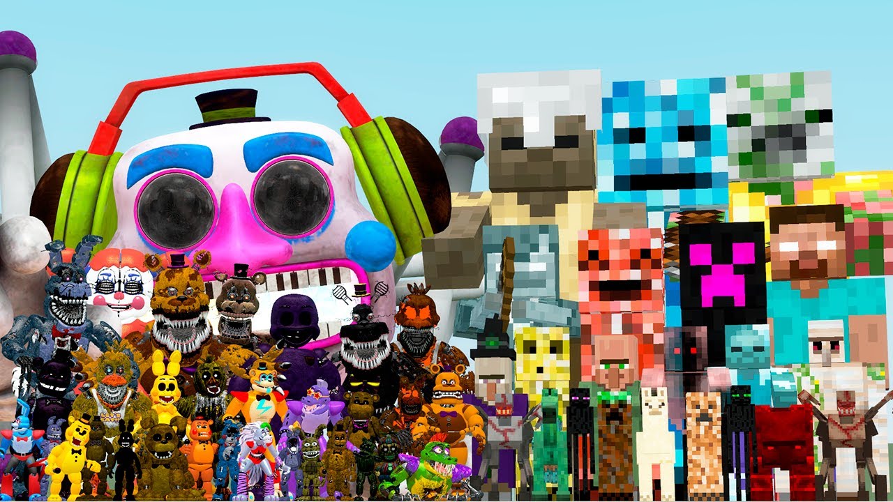 ALL 1-10 FNAF ANIMATRONICS VS MINECRAFT MOBS (Garry's Mod) - YouTube