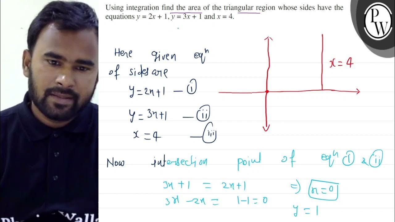 Using integration find the area of the triangular region whose side... - YouTube