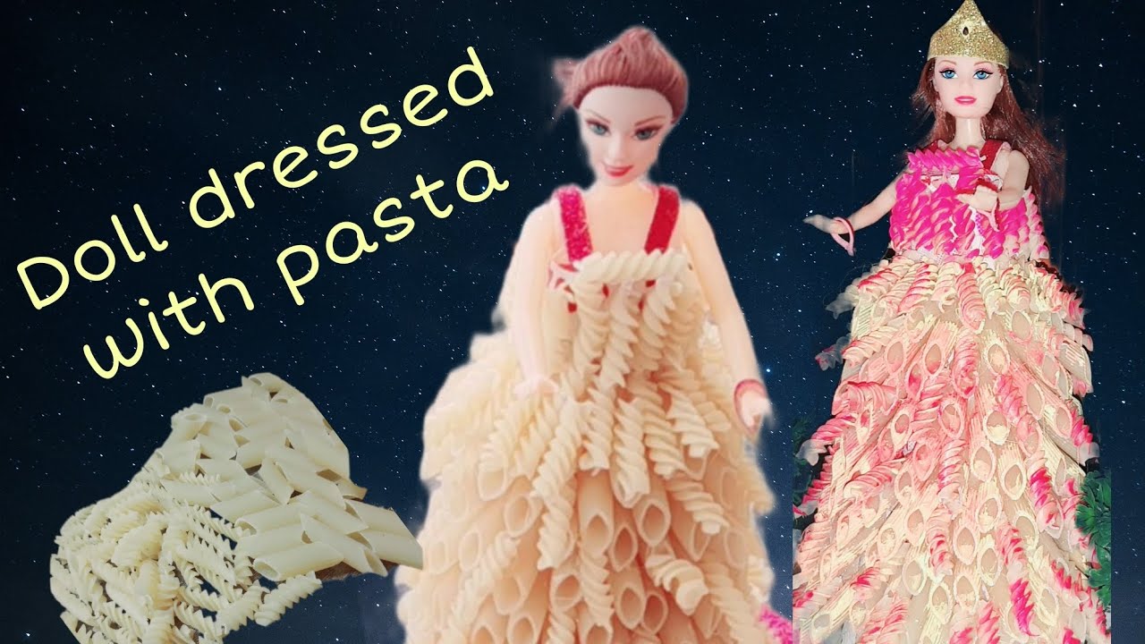 how to make a doll dress with macaroni #art & craft #learnstepbystep ...