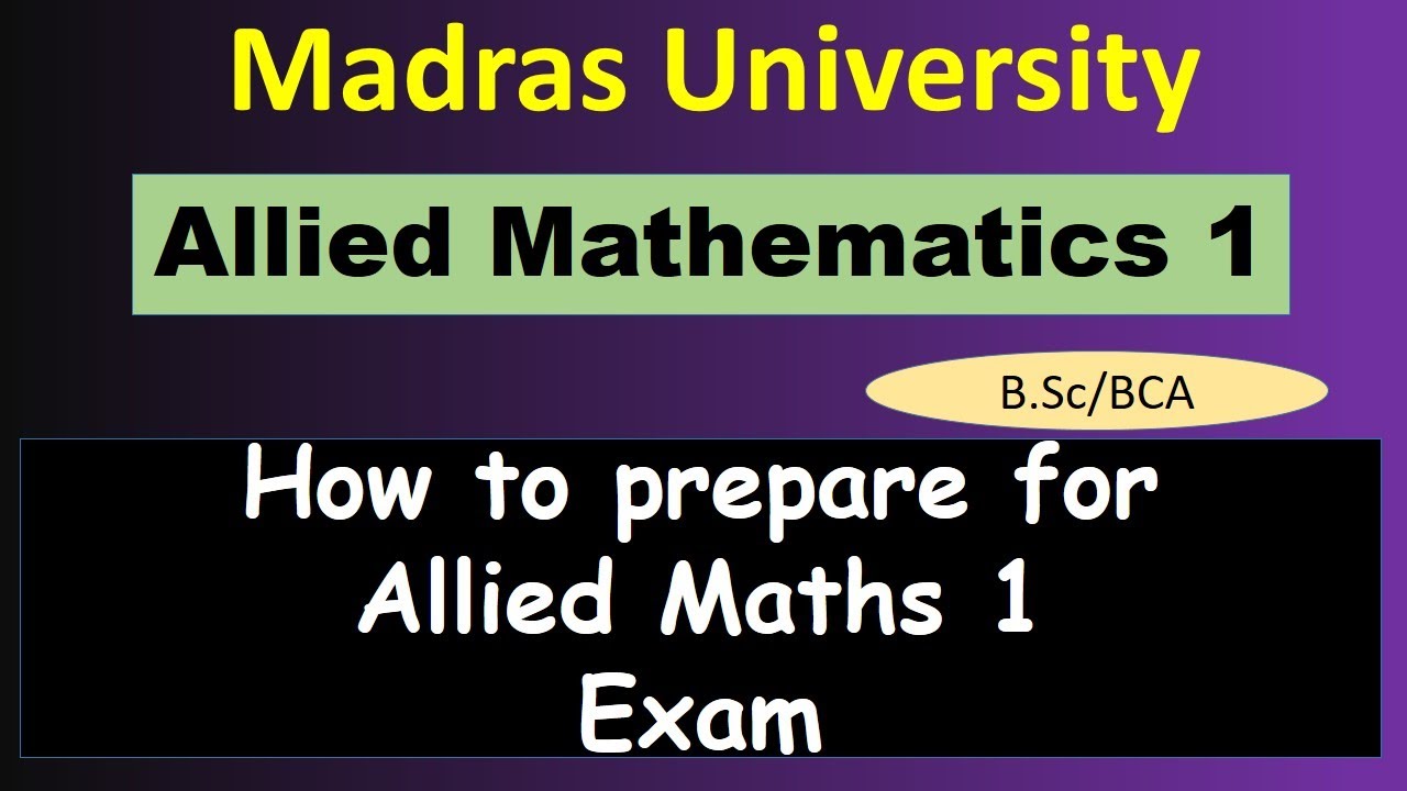 How to Prepare Allied maths 1 | Madras university Allied mathematics 1 ...