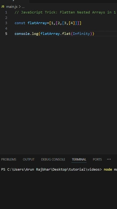 JavaScript Trick: Flatten Nested Arrays in 1 Line! #DeveloperShorts #FrontendDevelopment # ...