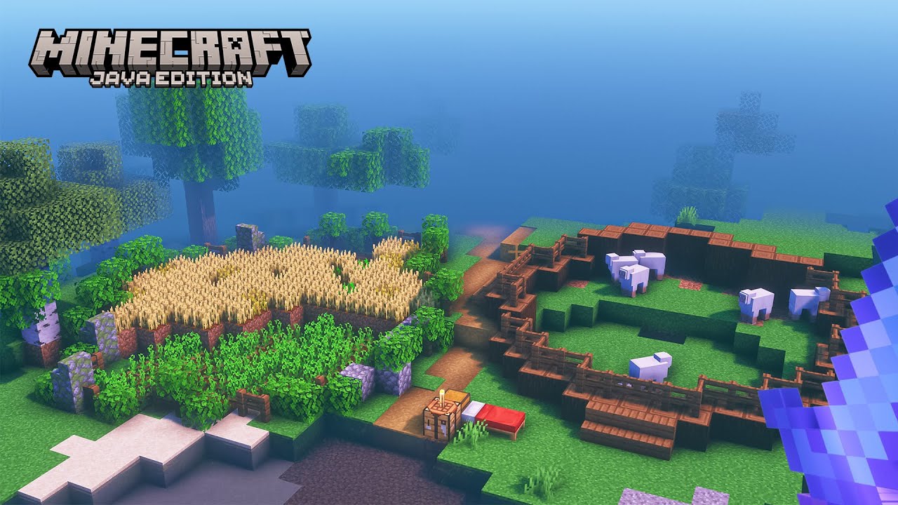 Exploring caves and built animal and plant farm in cozy minecraft ...