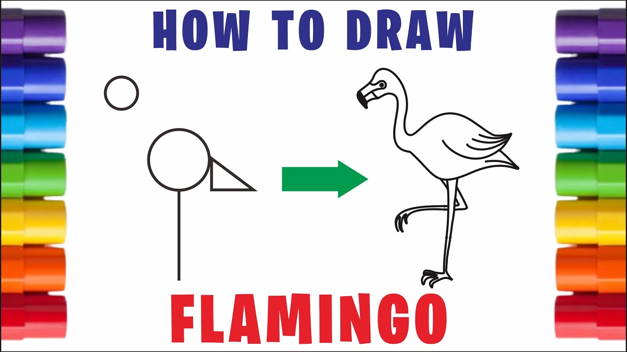 How to draw Flamingo | draw flamingo easy for beginner | cara ...