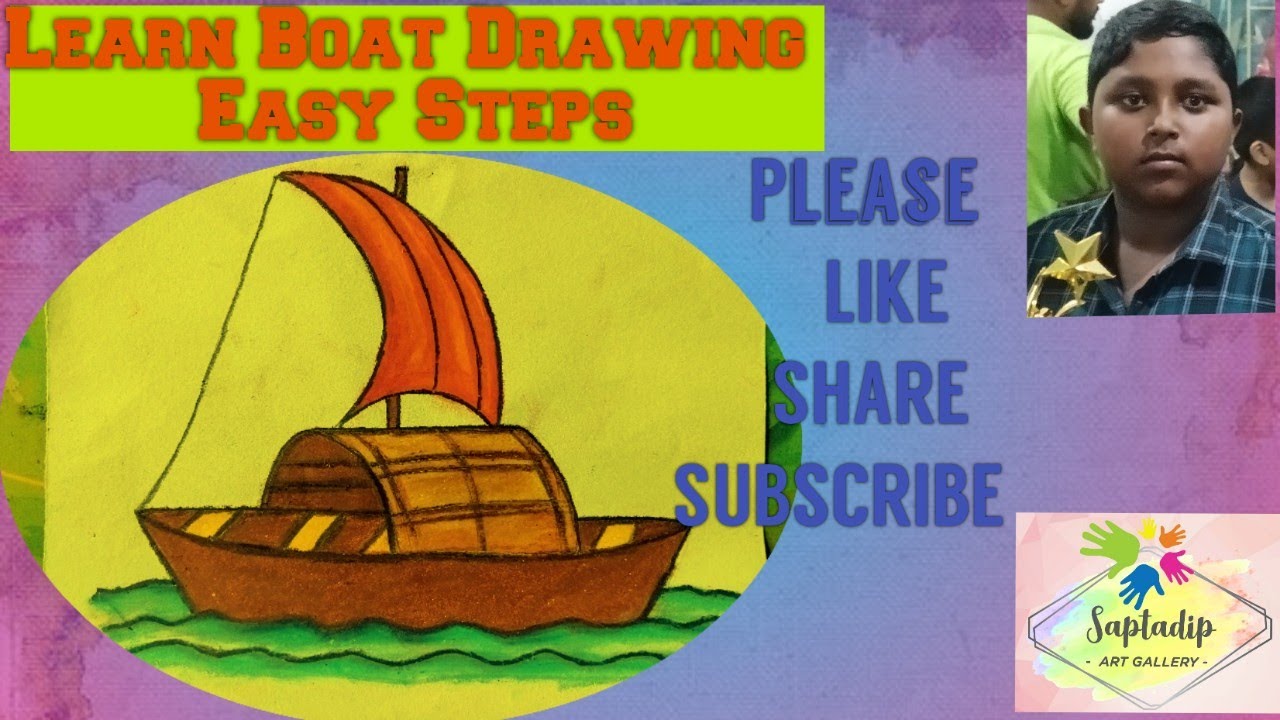 | easy boat drawing | step by step boat drawing | boat with pestle ...