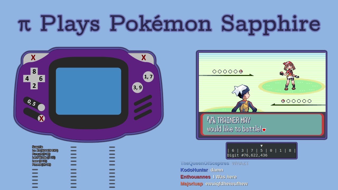 CAN THE NUMBER π BEAT POKÉMON? | Pi Plays Pokémon Sapphire - Stream ...