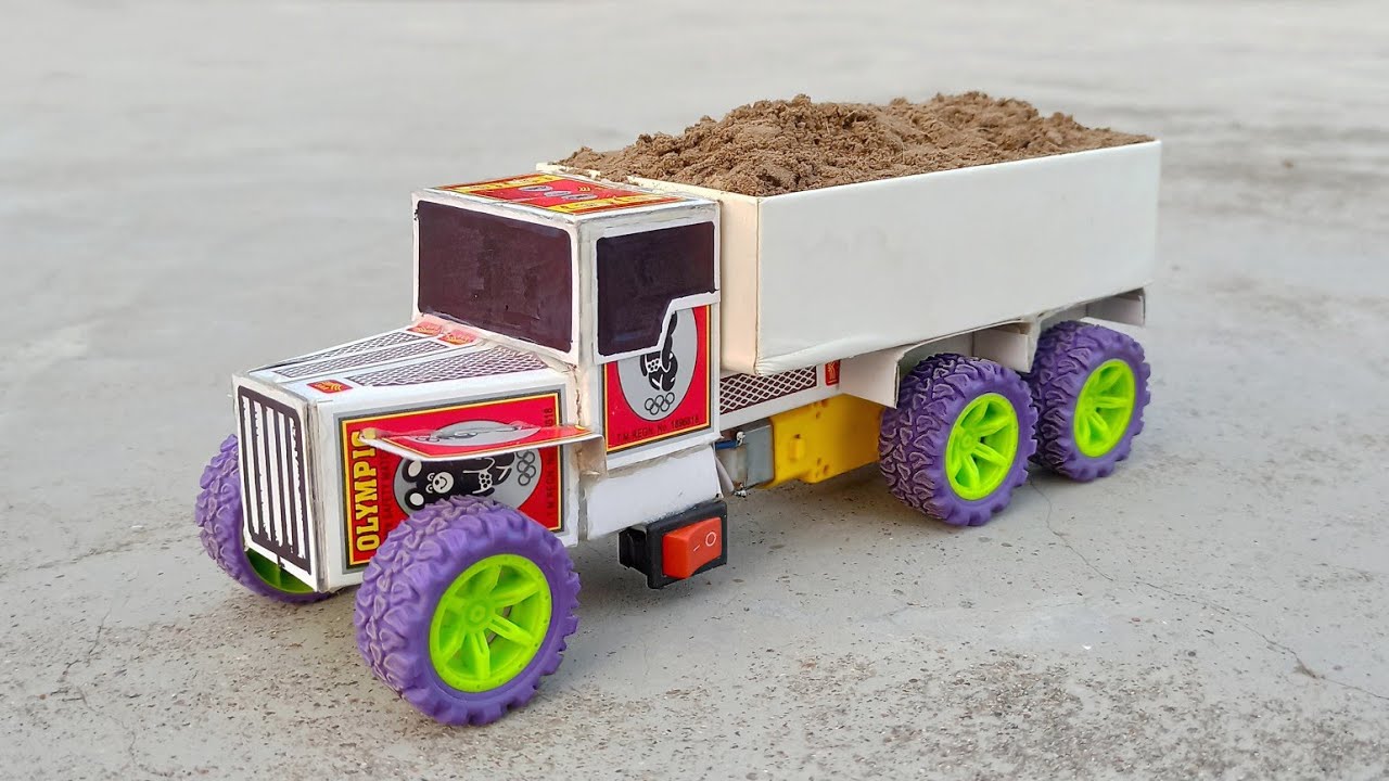 how to make matchbox truck at home - Diy electric heavy loaded truck ...