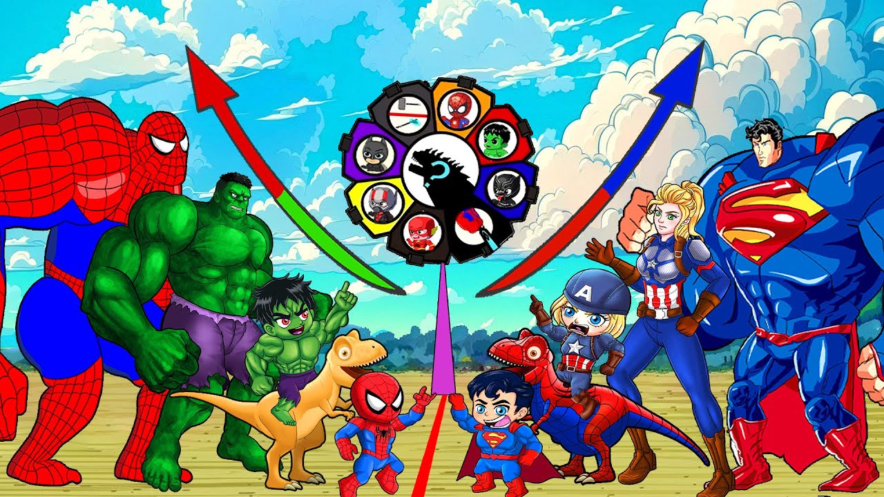 Evolution of Superhero: Team Hulk & Spiderman Vs. Team Captain America ...