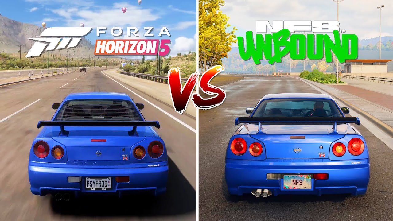 Forza Horizon 5 vs NFS Unbound - Nissan Skyline GTR R34 Sound ...