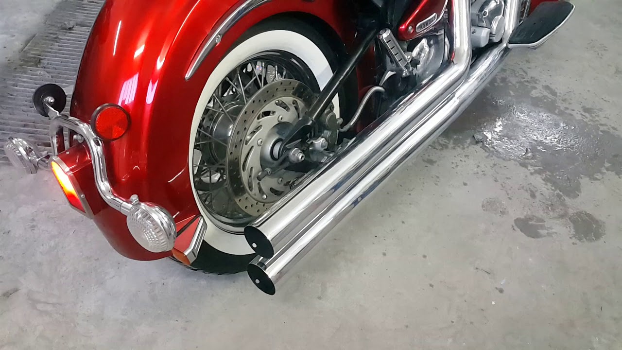 Yamaha Wild Road Custom Star HOK Apple Candy Red XV1600 Sound - YouTube