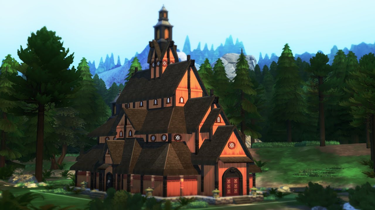 STAVE CHURCH - VIKING VILLAGE | Sims 4 NoCC - YouTube