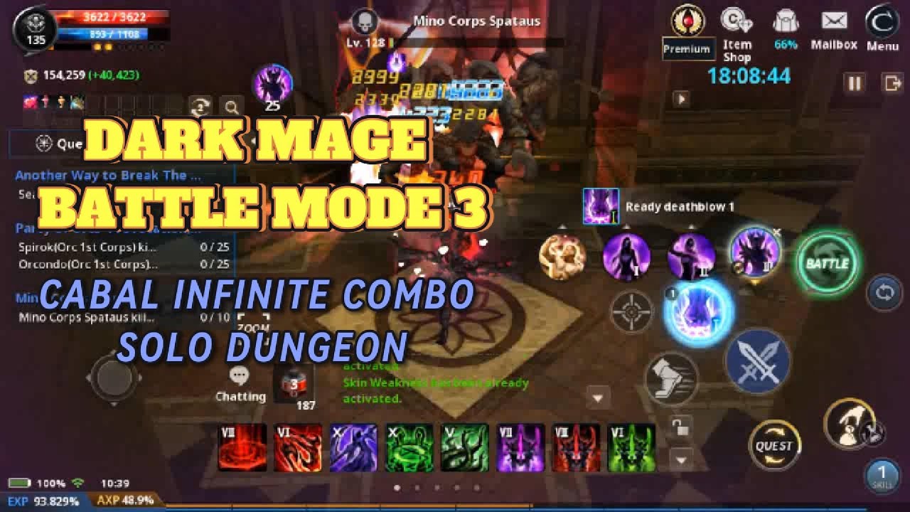 DARK MAGE BATTLE MODE 3 [CABAL INFINITE COMBO] SOLO DUNGEON - YouTube