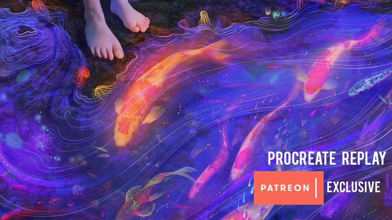 Digital Collage of 'The Glow Stream' in Procreate Replay - YouTube