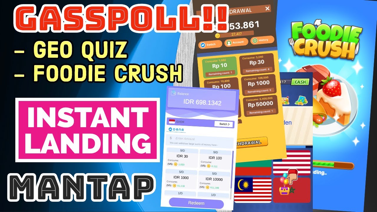GASSPOLL! GEO QUIZ & FOODIE CRUSH GAME PENGHASIL DANA INSTANT LANDING ...