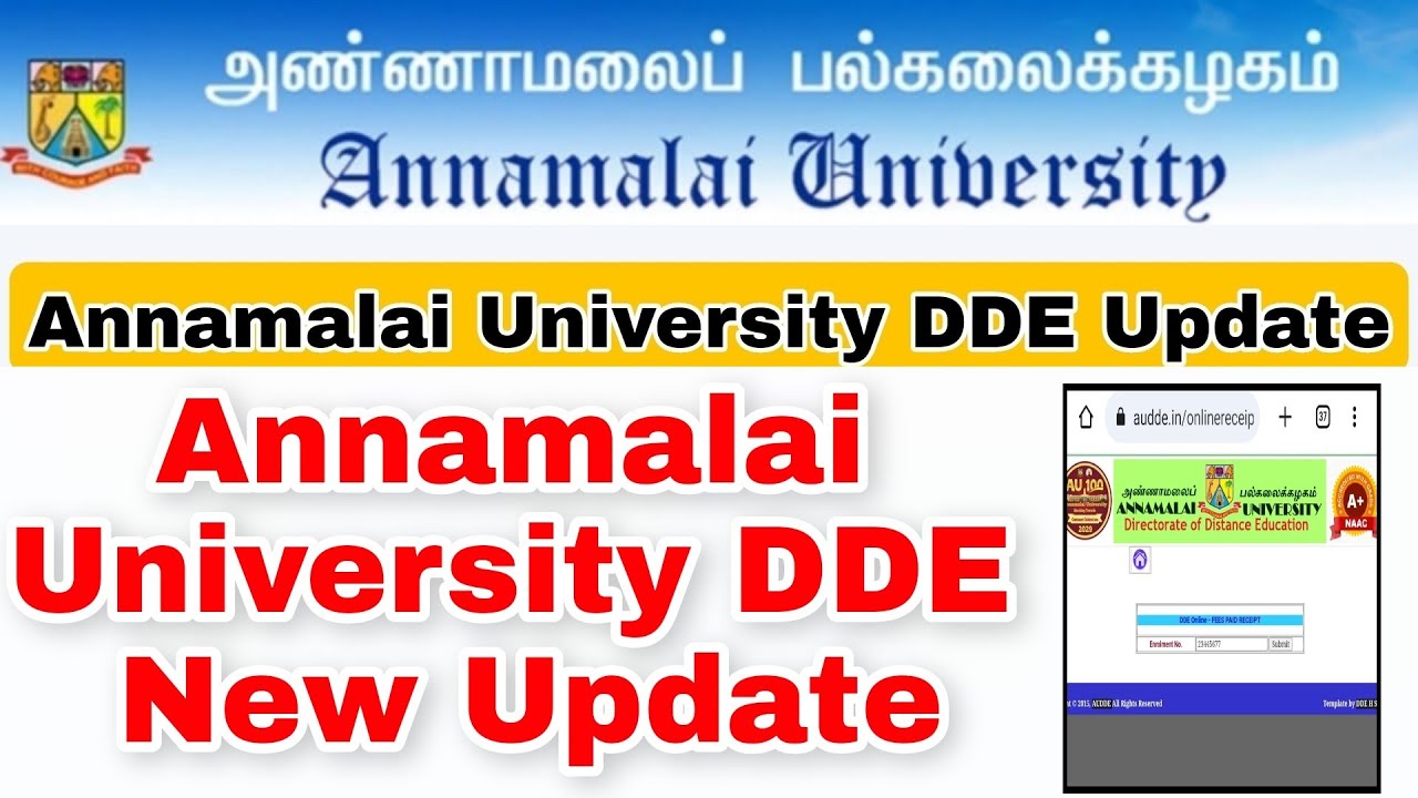Annamalai University DDE New Update-Audde News Today 👍 - YouTube