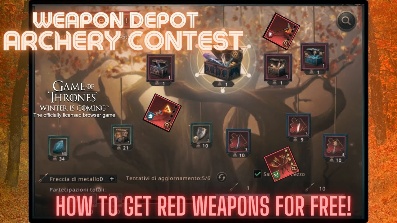 Weapon Depot and Archery Contest: How to get red weapons for free ...