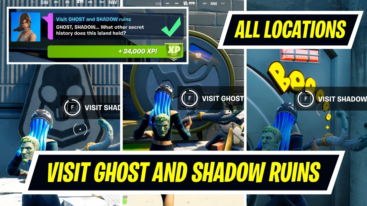 Visit GHOST and SHADOW ruins (3) all locations in Fortnite - Week 11 ...