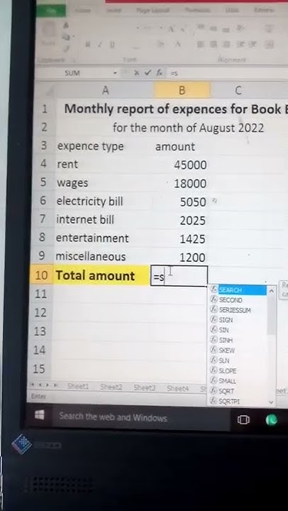 How to calculate TOTAL amount in EXCEL sheet - YouTube