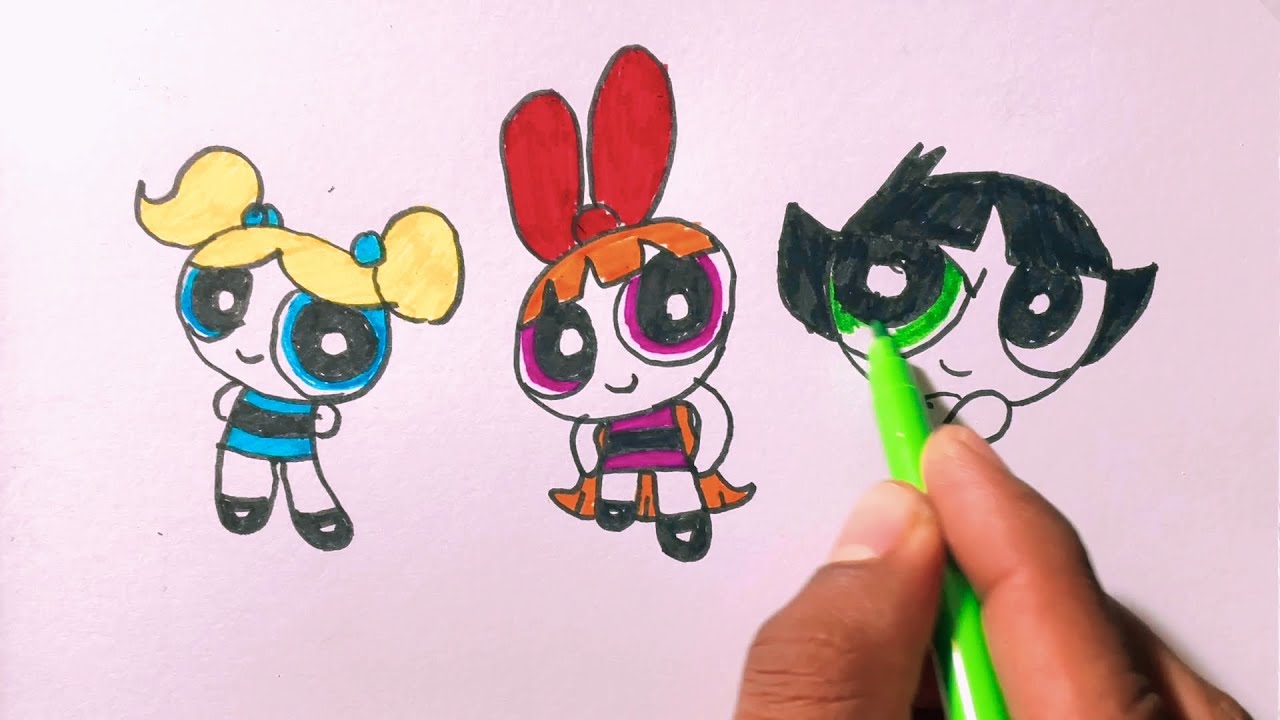 The Powerpuff Girls ||Colourful Drawing Clips || Easy Drawing step by ...