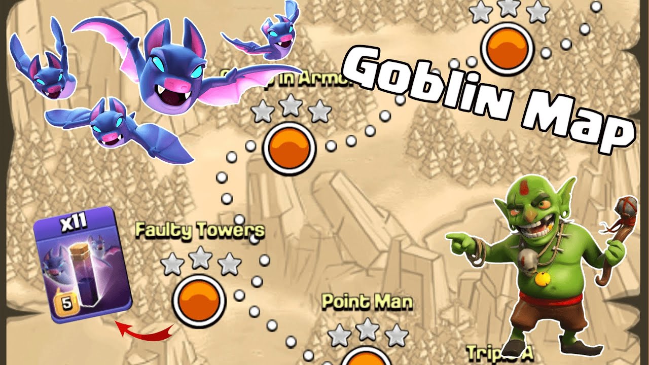 Bat Spells Vs Goblin Map - Clash Of Clans - YouTube