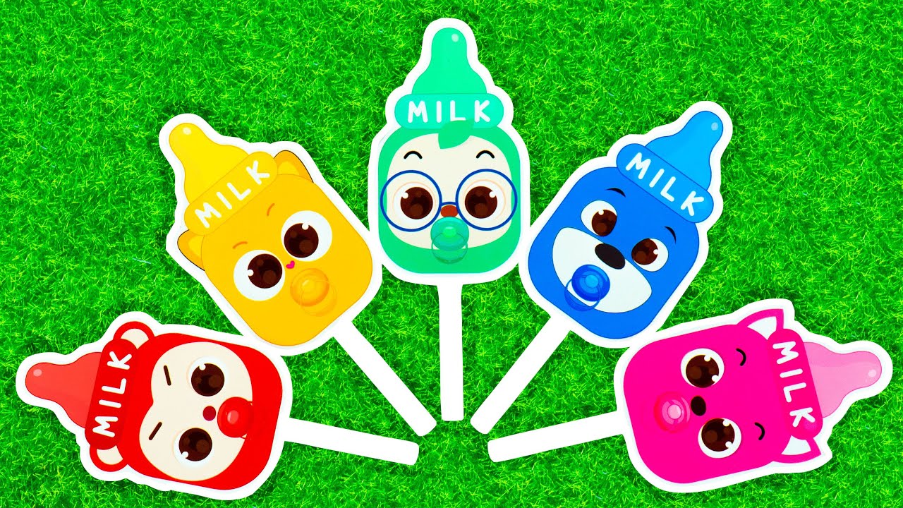 How to make Mixed Baby Shark Milk Bottles, Dinosaur Squishy, Fruit Baby ...