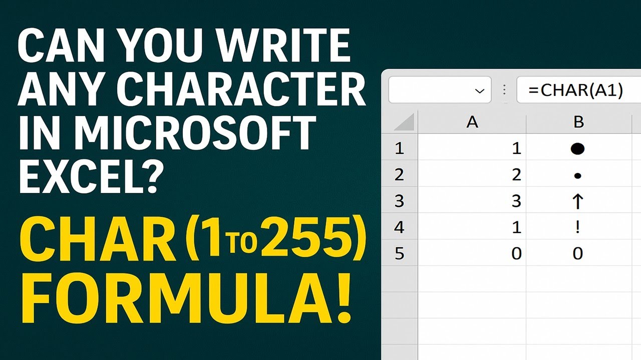 Can You Write Any Character in Microsoft Excel CHAR Function Tutorial 1 ...