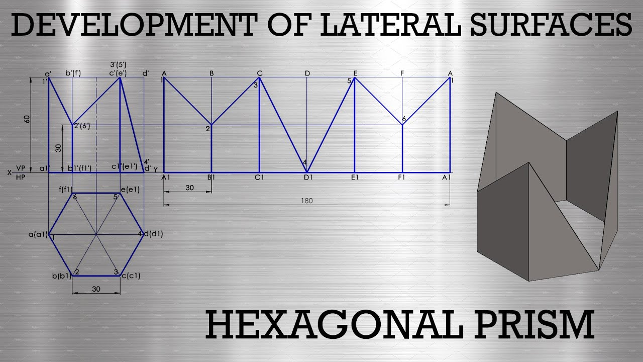 Development of Lateral Surfaces of Hexagonal Prism in Solidworks - YouTube