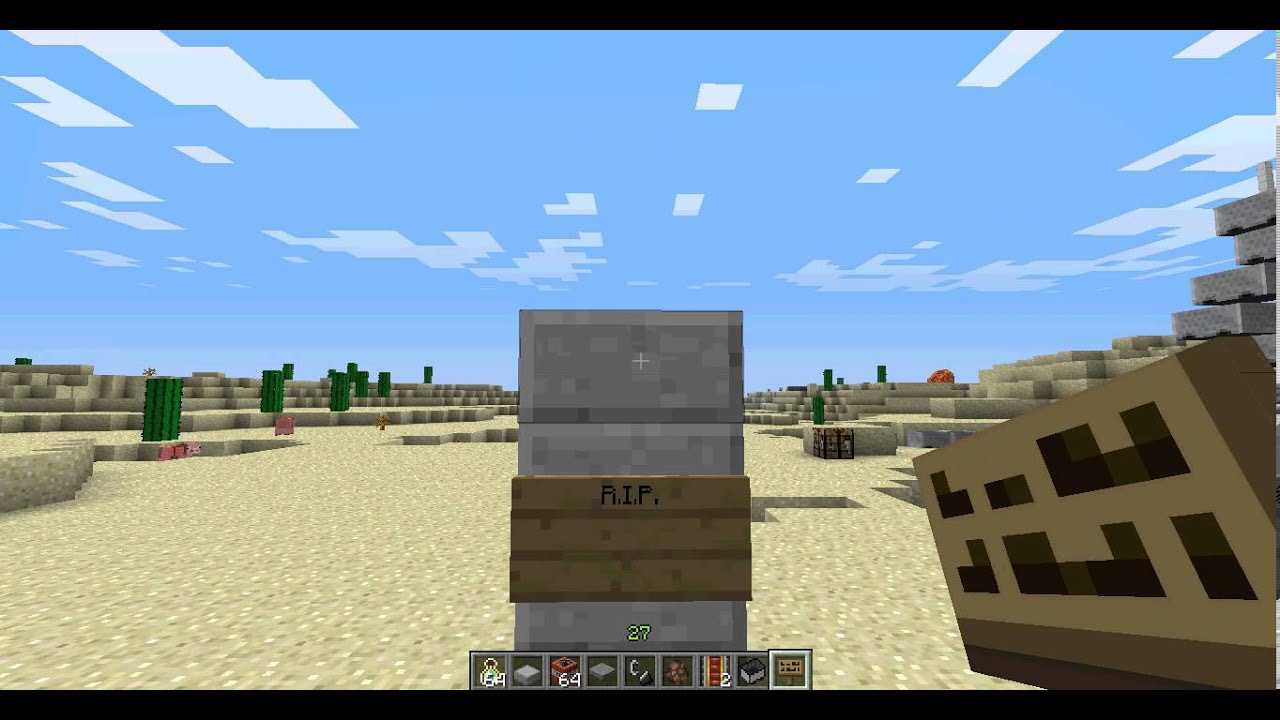 how to make a grave (tombstone) in minecraft - YouTube