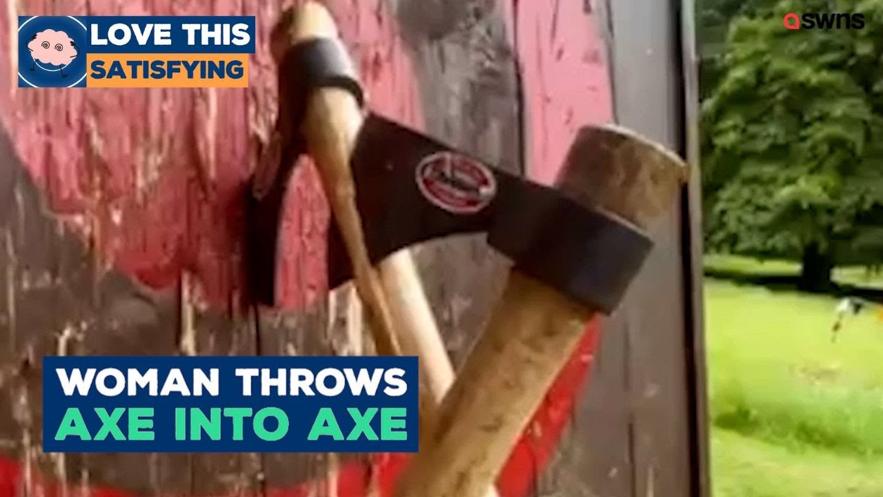 Axe Throwing Beginner Lands Bullseye, Then Destroys Axe With Perfect ...
