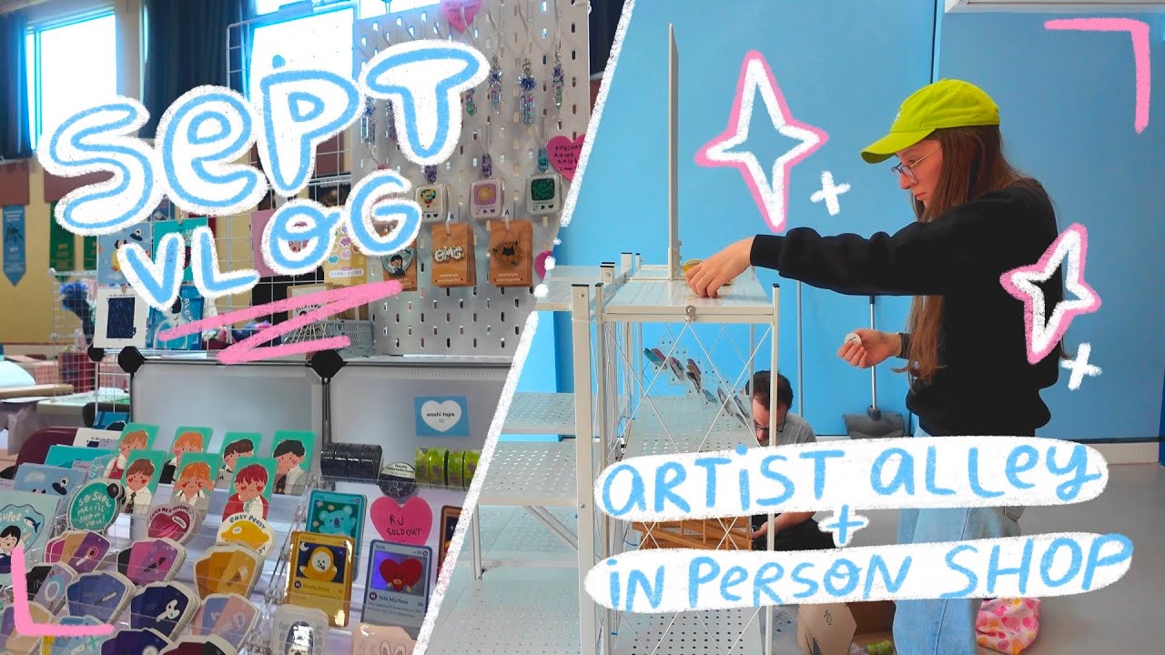september vlog artist alley, setting up at an in-person shop + unboxing ...