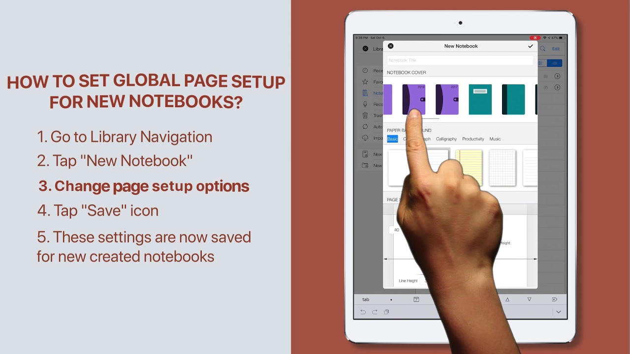 How to set global page setup for a notebook in Notes Plus? - YouTube